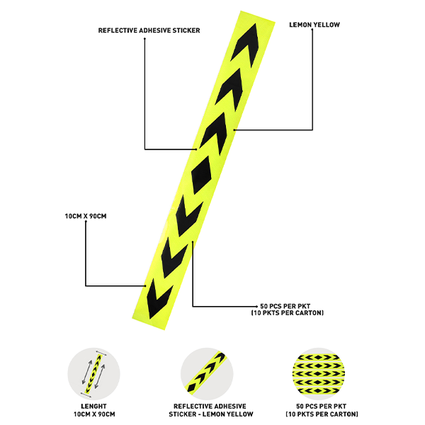Premium Reflective Adhesive Sticker Lemon Yellow 10x90cm – Middle East ...